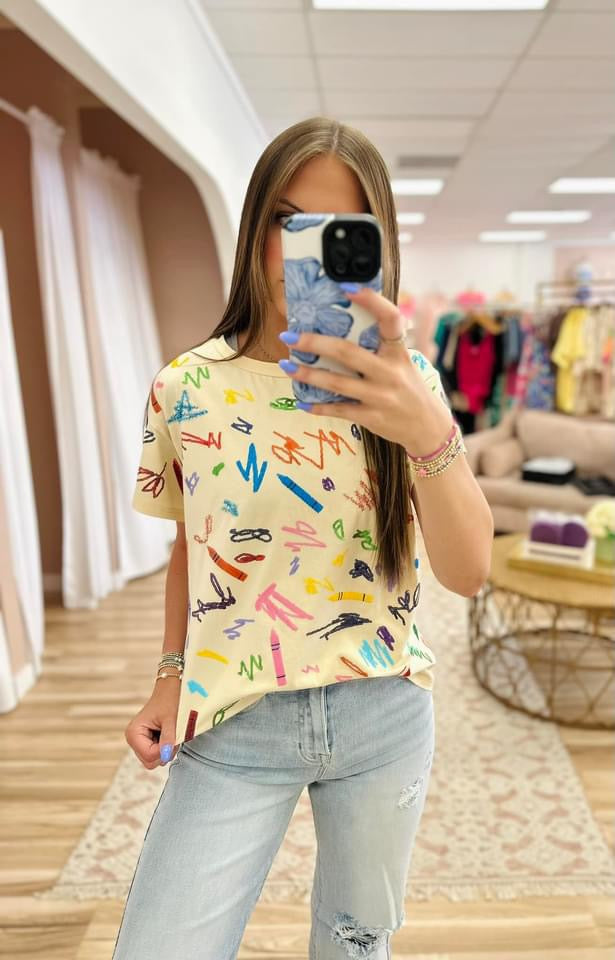 Teach Crayon Scribble Tee Queen of Sparkles – For The Girls Boutique