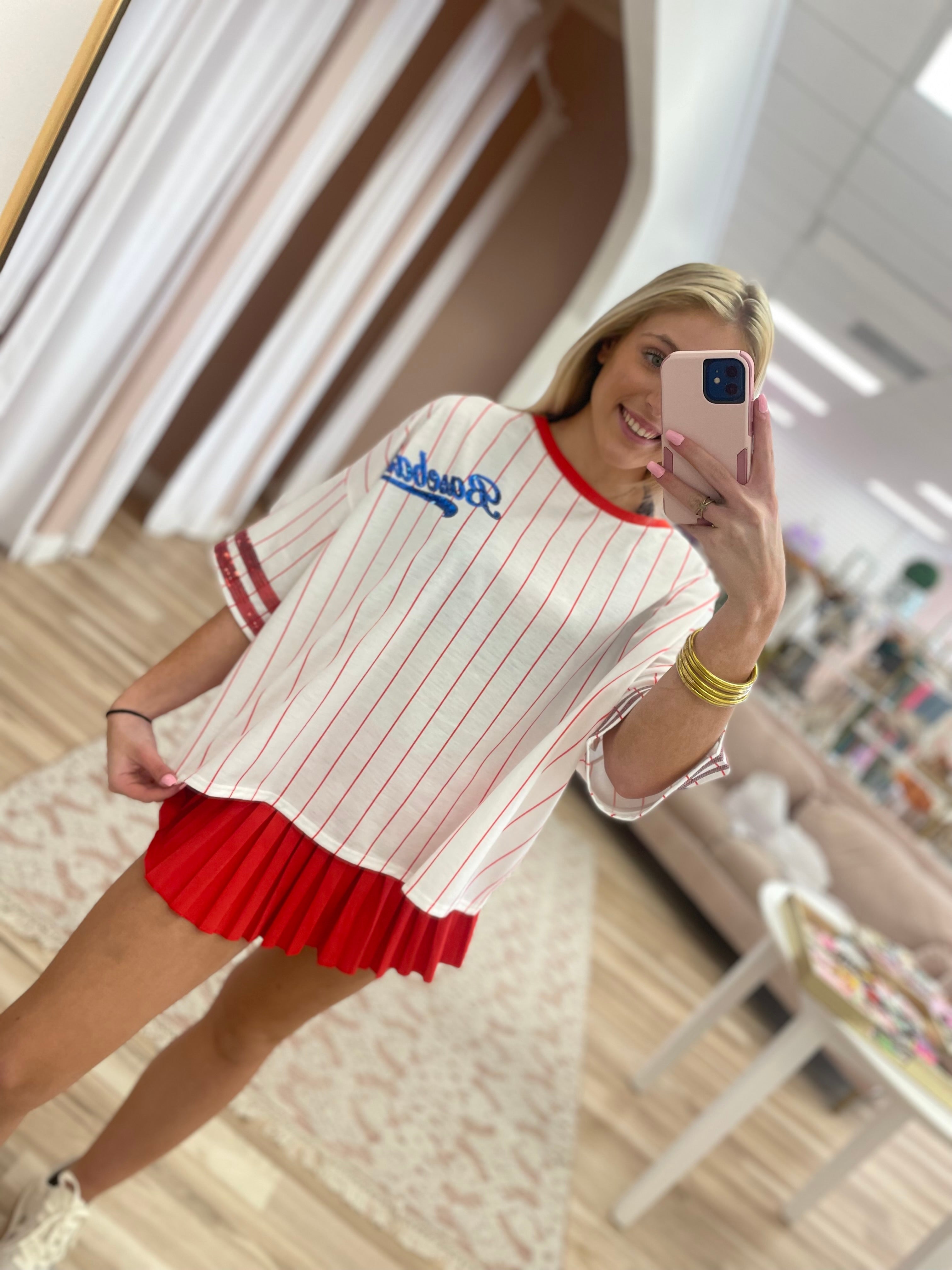 Baseball Sequin Oversized Tee – For The Girls Boutique
